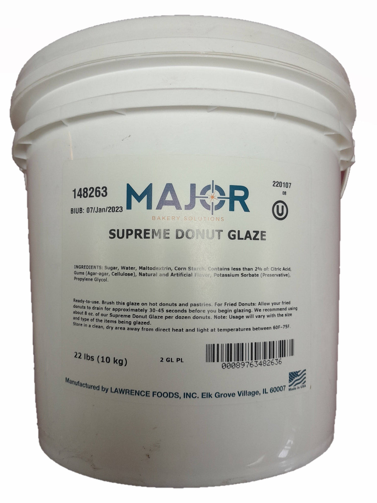 Lawrence Foods easy-to-use Supreme Donut Glaze 22# pail...